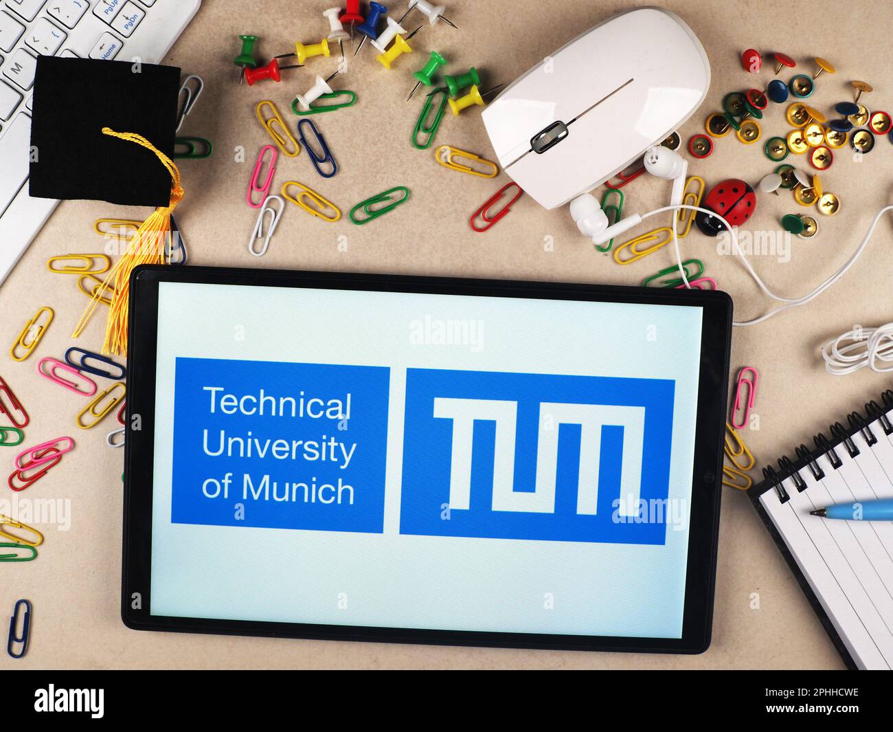 In this photo illustration, Technical University of Munich logo seen ...