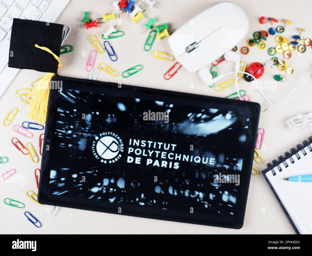 In this photo illustration, Institut Polytechnique de Paris logo seen ...