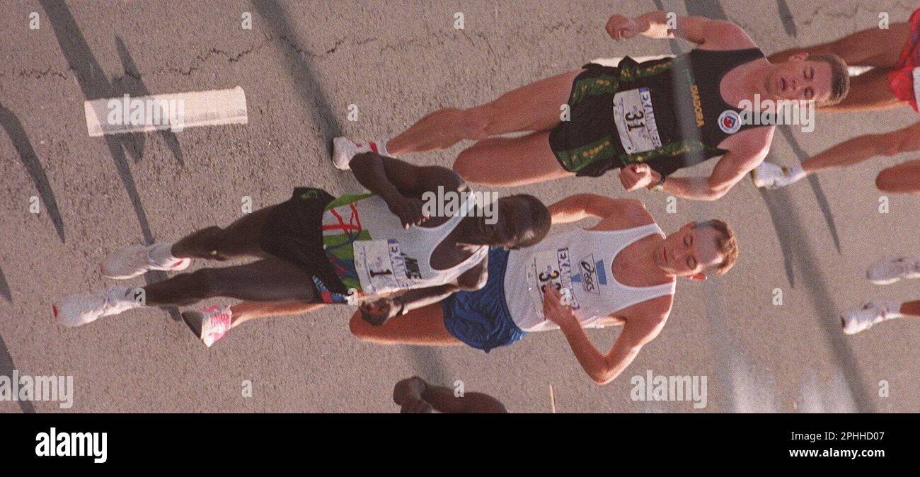 ISMAIL KIRUI OF KENYA FOLLOWED BY COUNTRYMAN JOSPHAT MUCHAKA. KIRUI WON ...