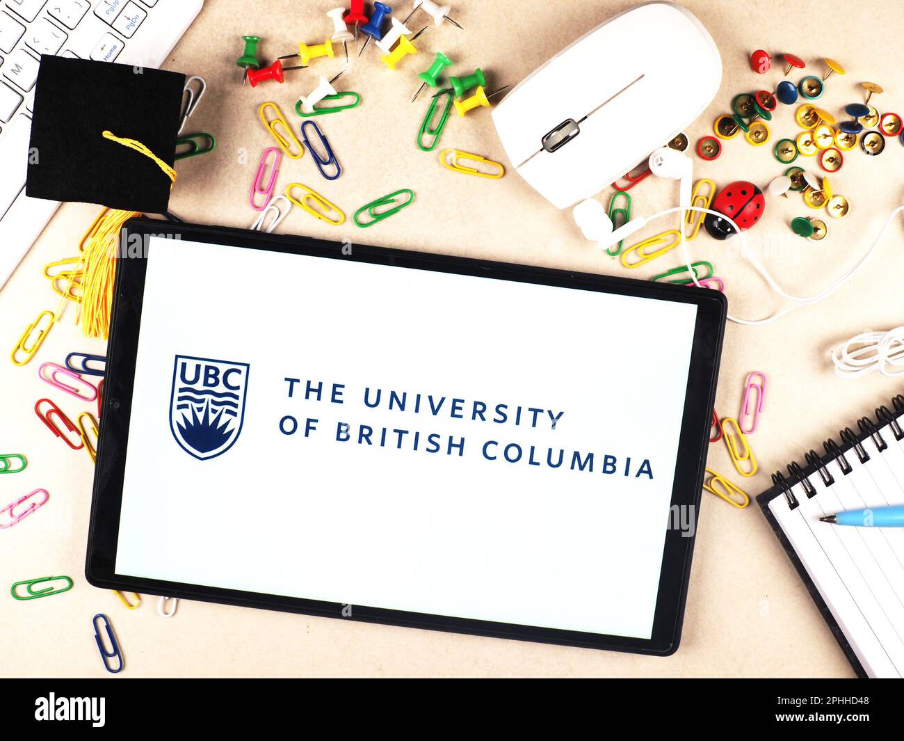 In this photo illustration, University of British Columbia logo seen ...