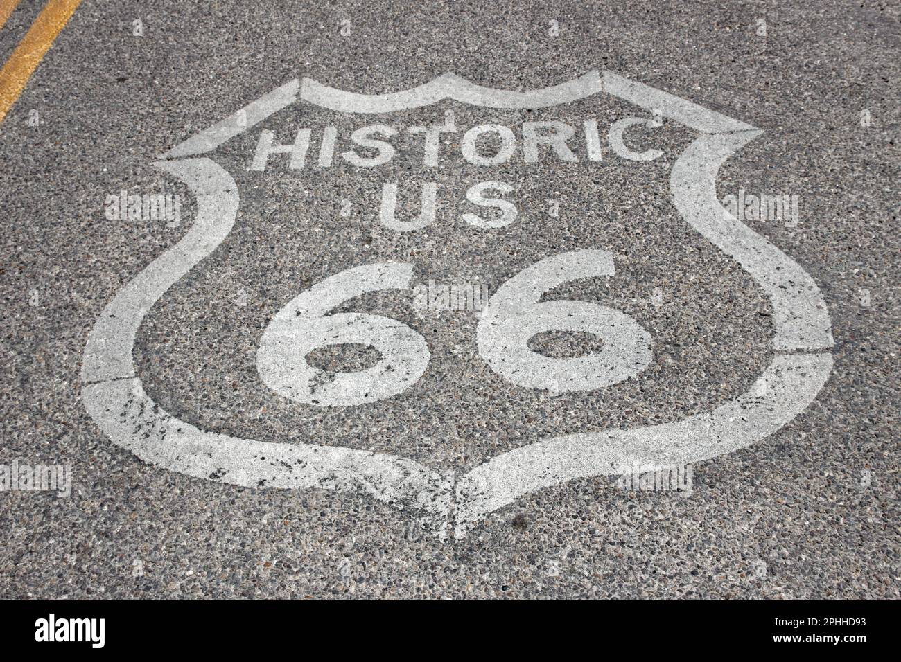 The asphalt sign of Route 66 in Oatman, Arizona, USA Stock Photo - Alamy