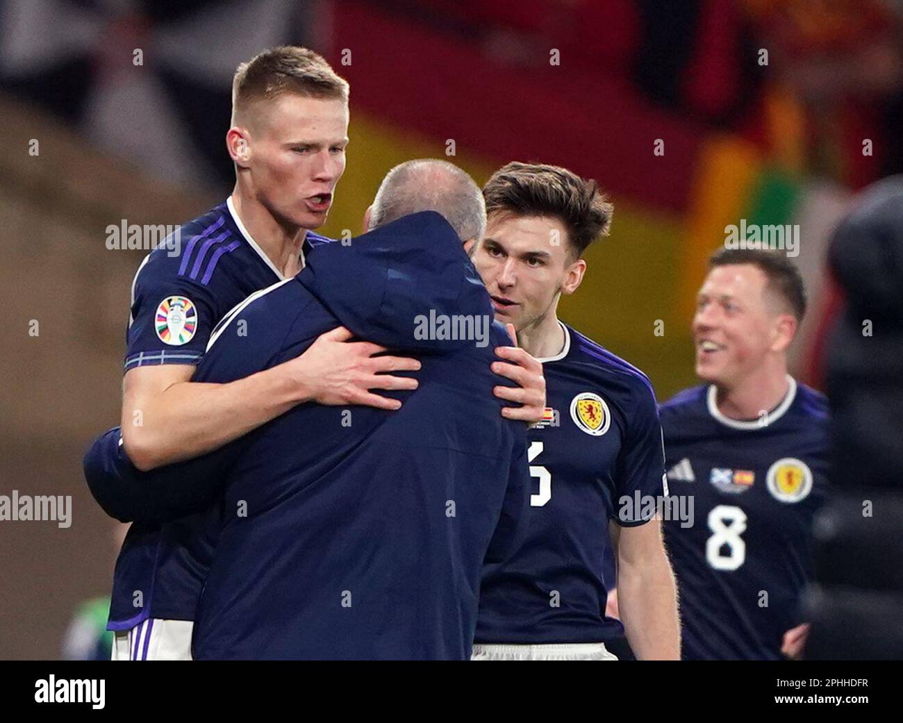 Scotland's Scott McTominay (left) celebrates scoring their side's ...