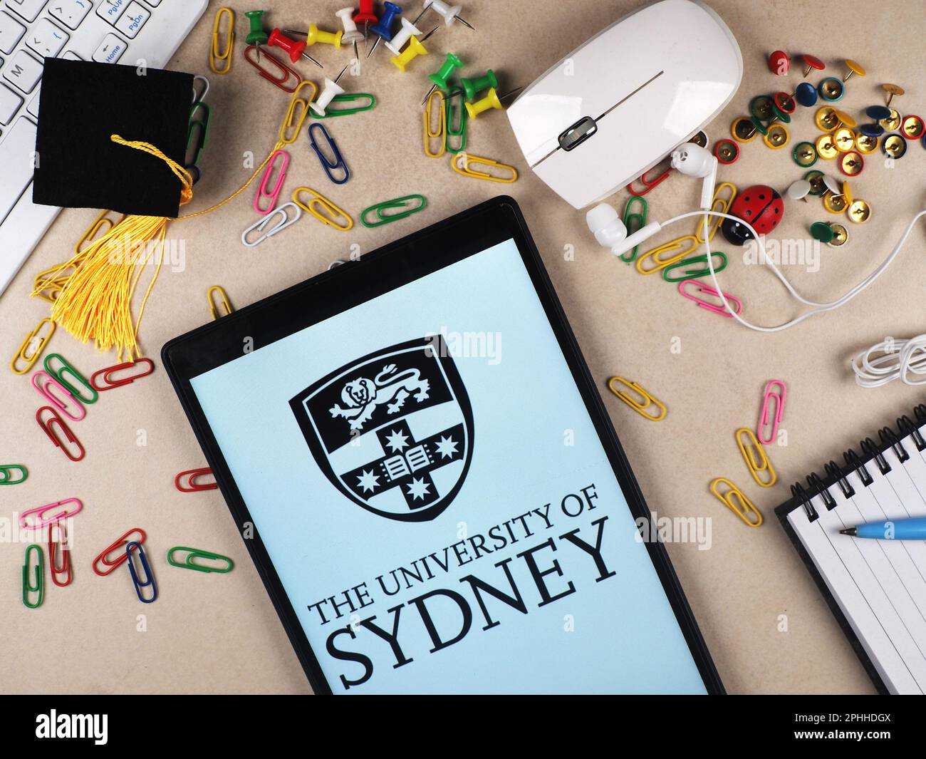 In this photo illustration, The University of Sydney logo seen ...