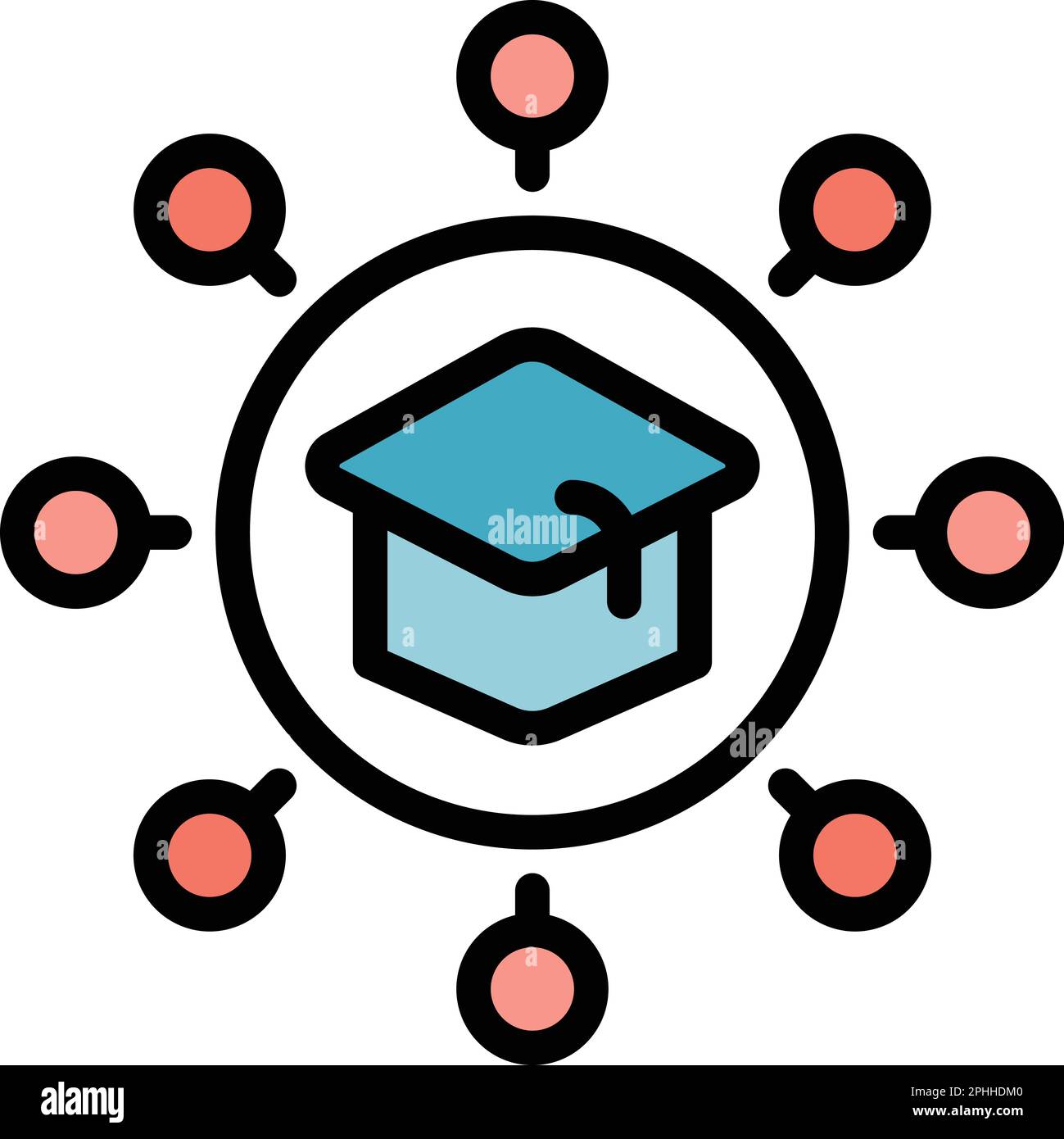 Graduation hat scheme icon. Outline Graduation hat scheme vector icon ...