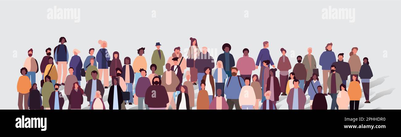 multiethnic people group mix race men women crowd in casual clothes ...