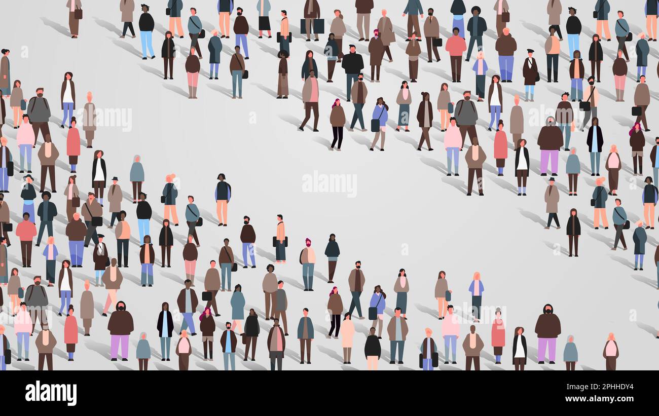 multiethnic people group mix race men women crowd in casual clothes ...