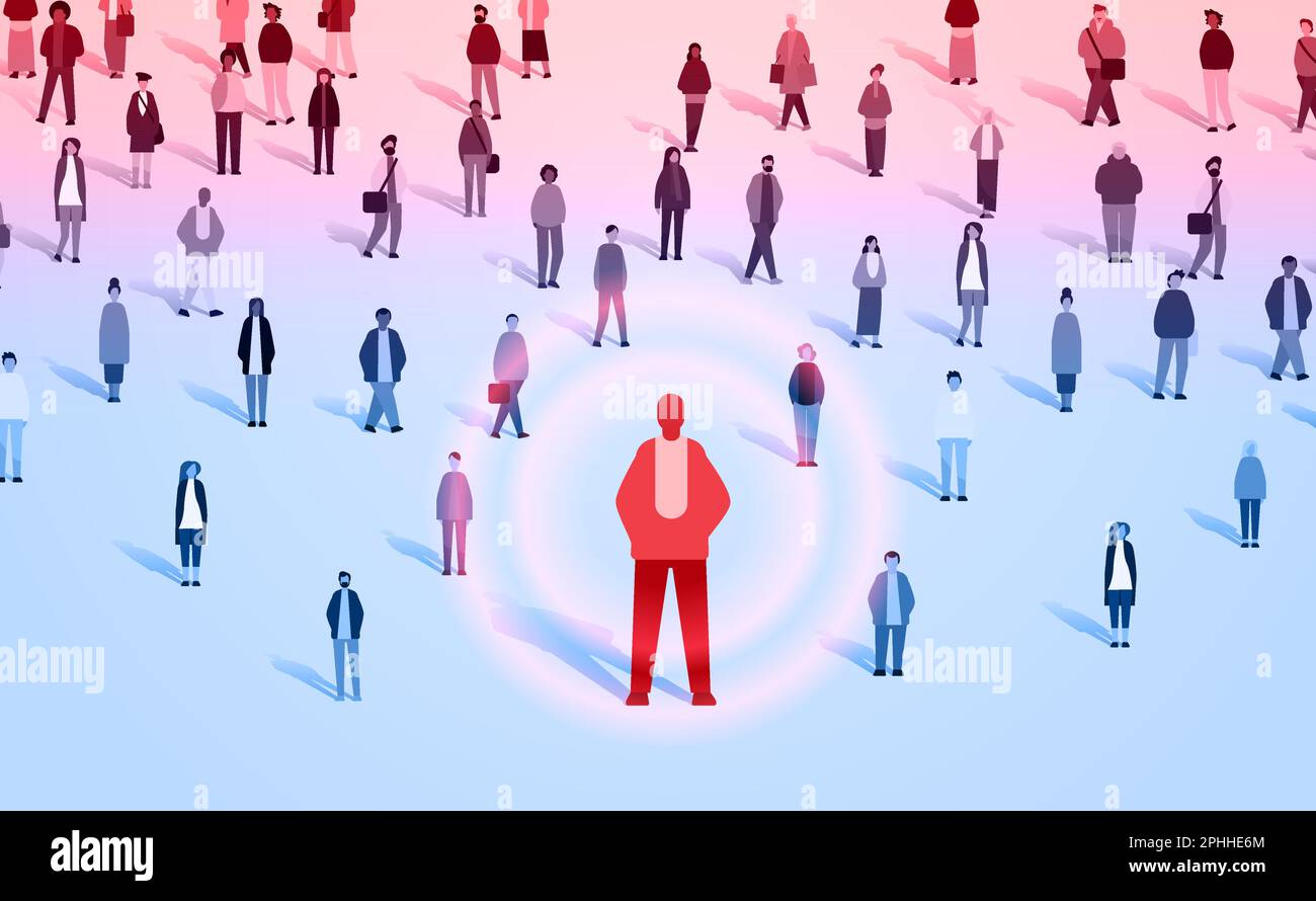 people group around red man silhouette creative person standing out ...