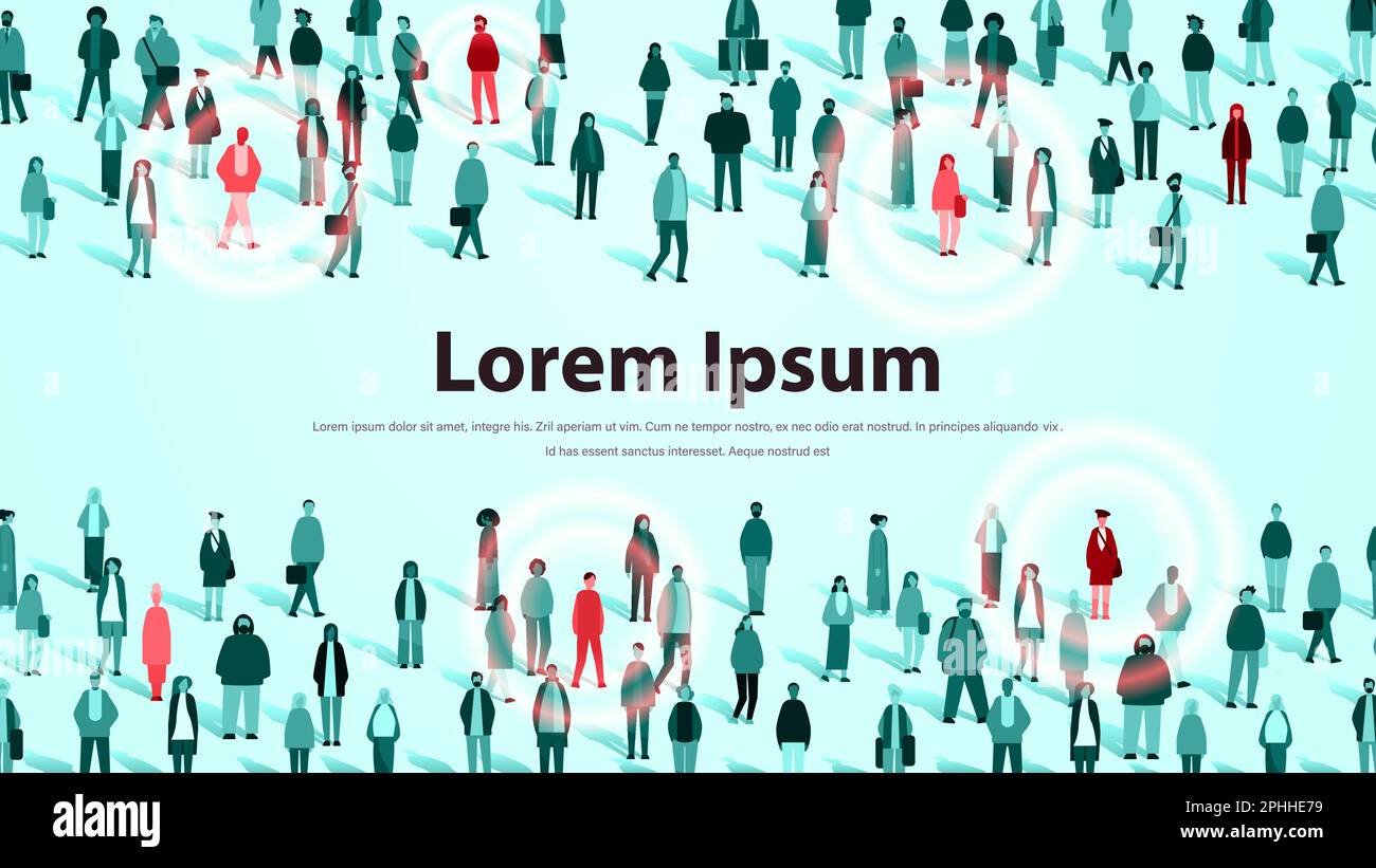 people group around red infected persons coronavirus spreading concept ...