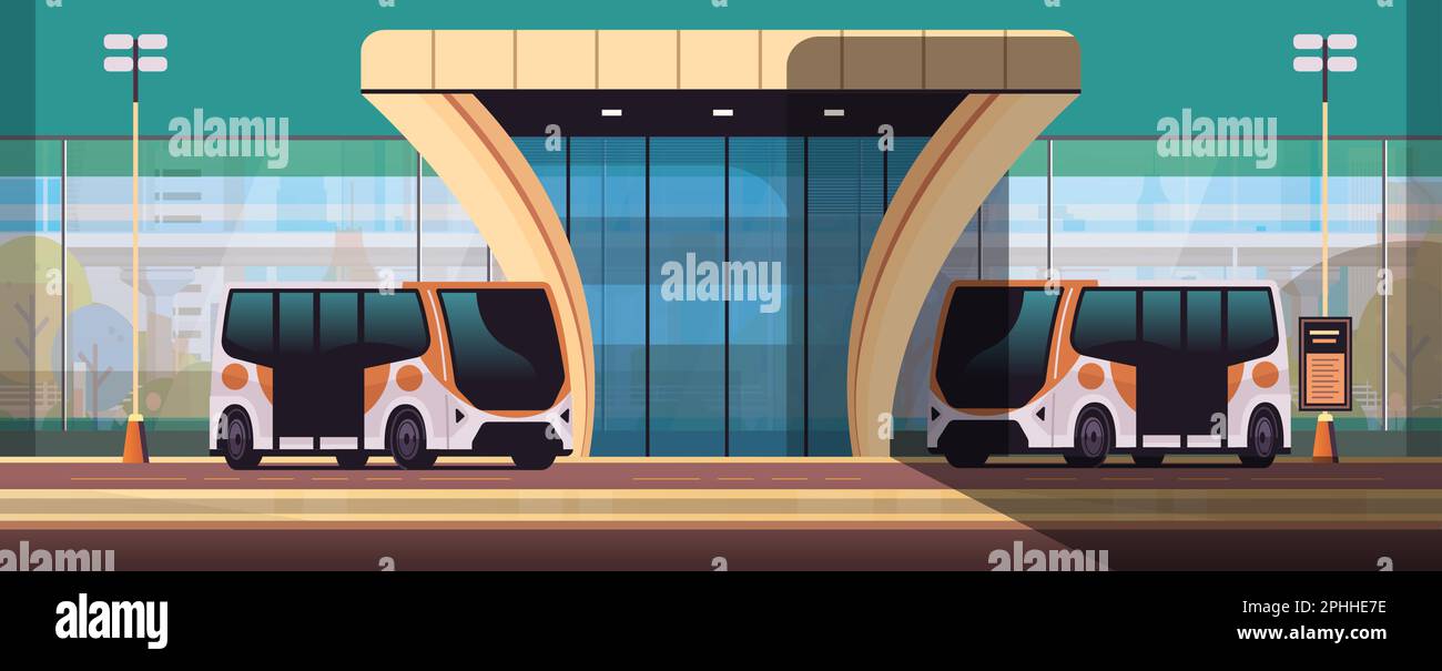 buses at modern city transportation building public transport station ...