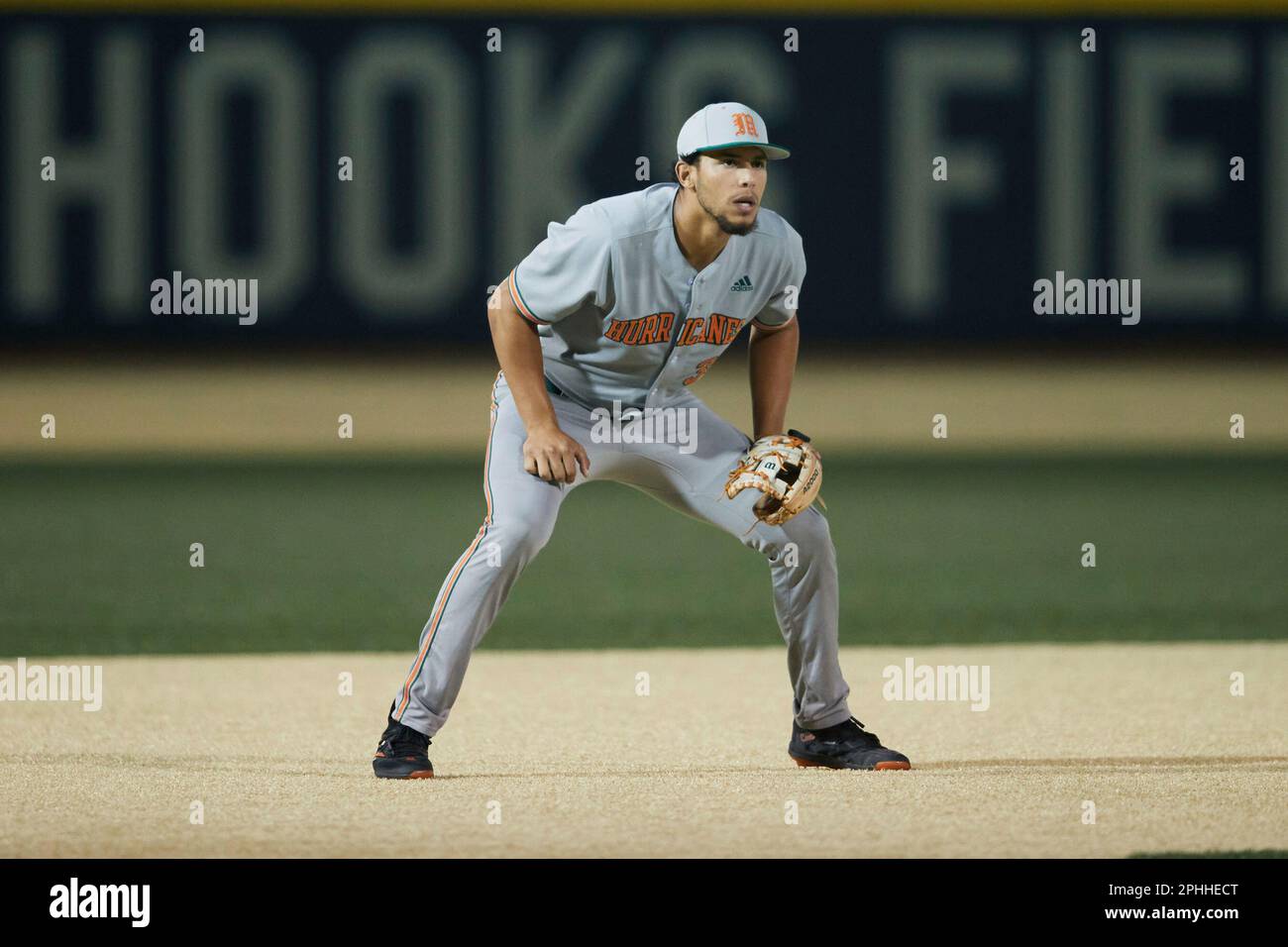 Miami Hurricanes third baseman Yohandy Morales (35) on defense against ...