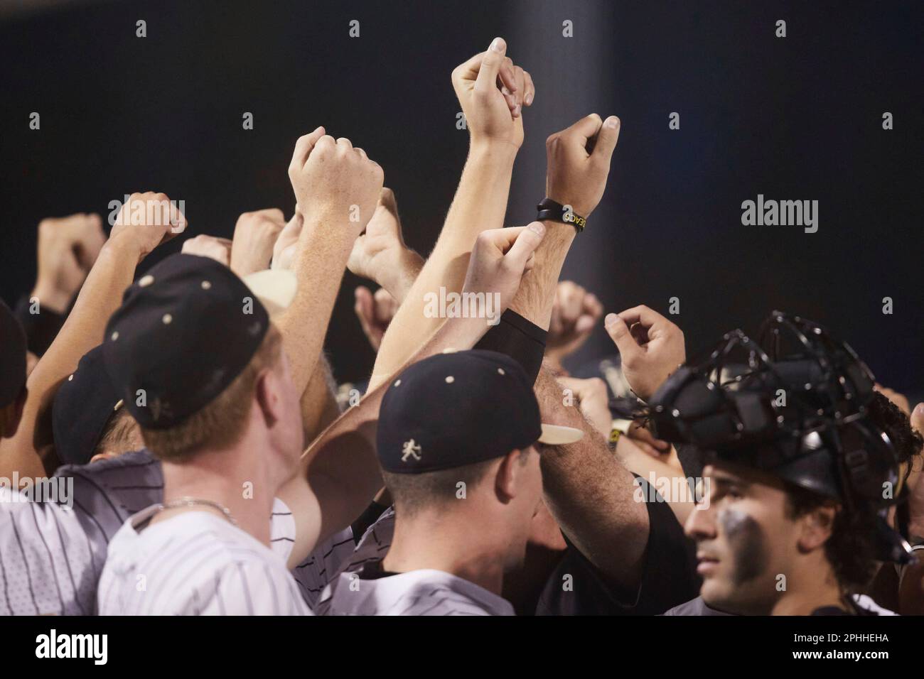 The Wake Forest Demon Deacons huddle up prior to their game against the ...