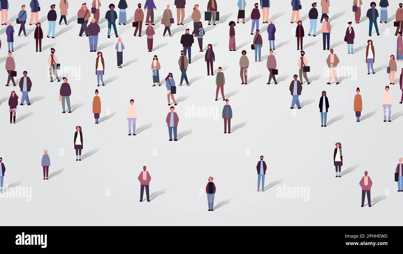 multiethnic people group mix race men women crowd in casual clothes ...