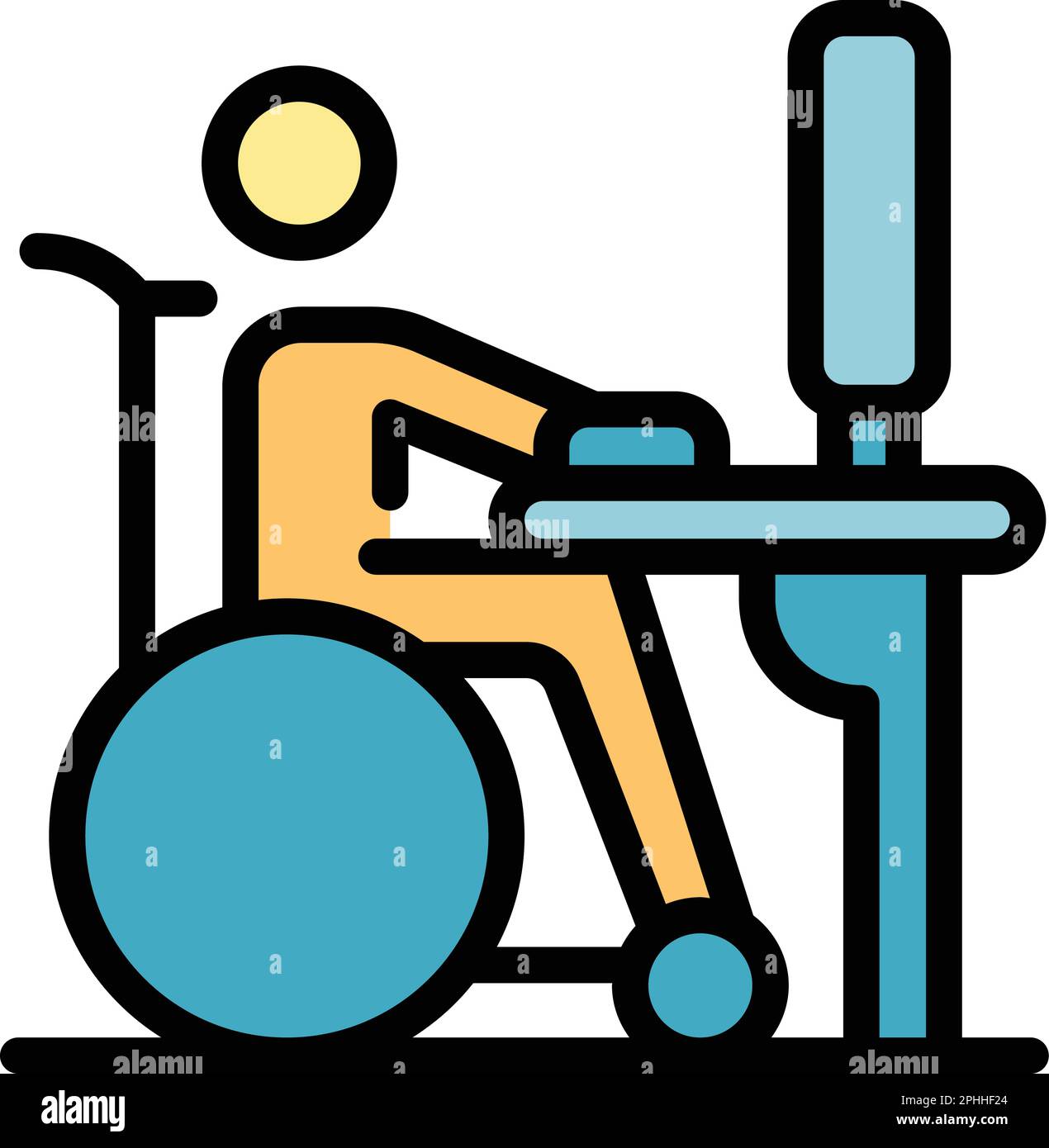 Wheelchair man computer work icon. Outline Wheelchair man computer work ...