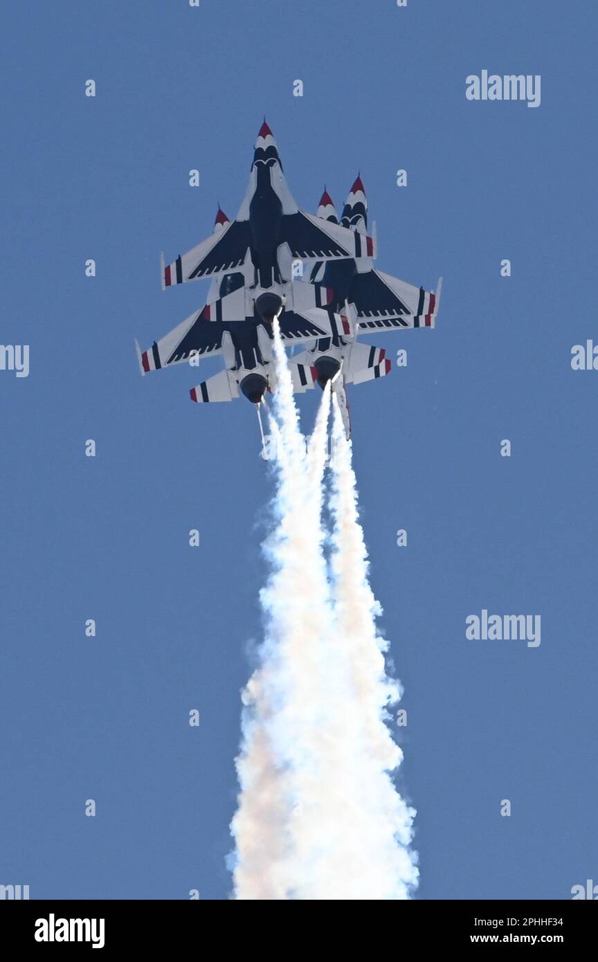 The U.S. Air Force Thunderbirds fly over Davis-Monthan Air Force Base ...
