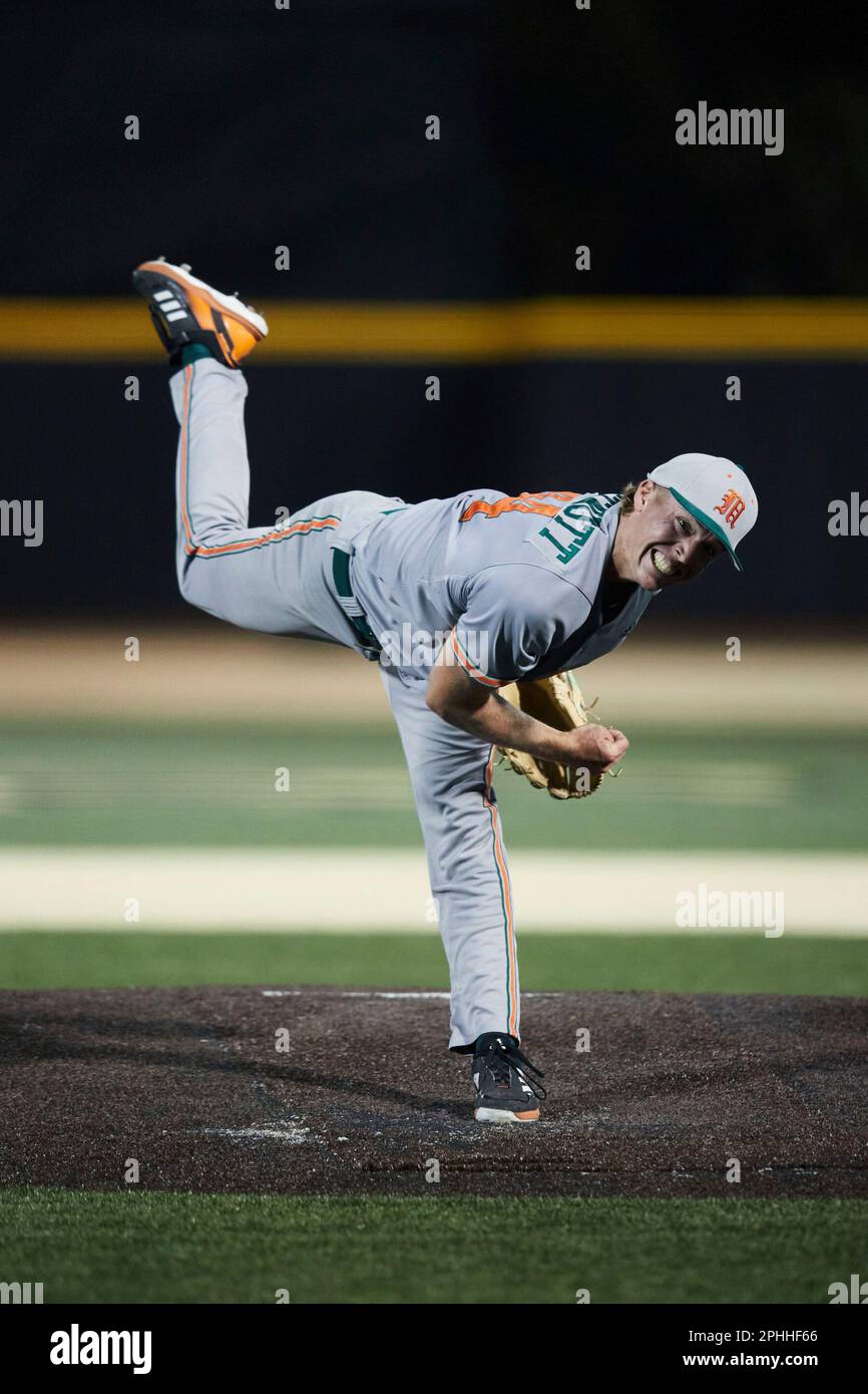 Miami Hurricanes relief pitcher Ben Chestnutt (44) in action against ...