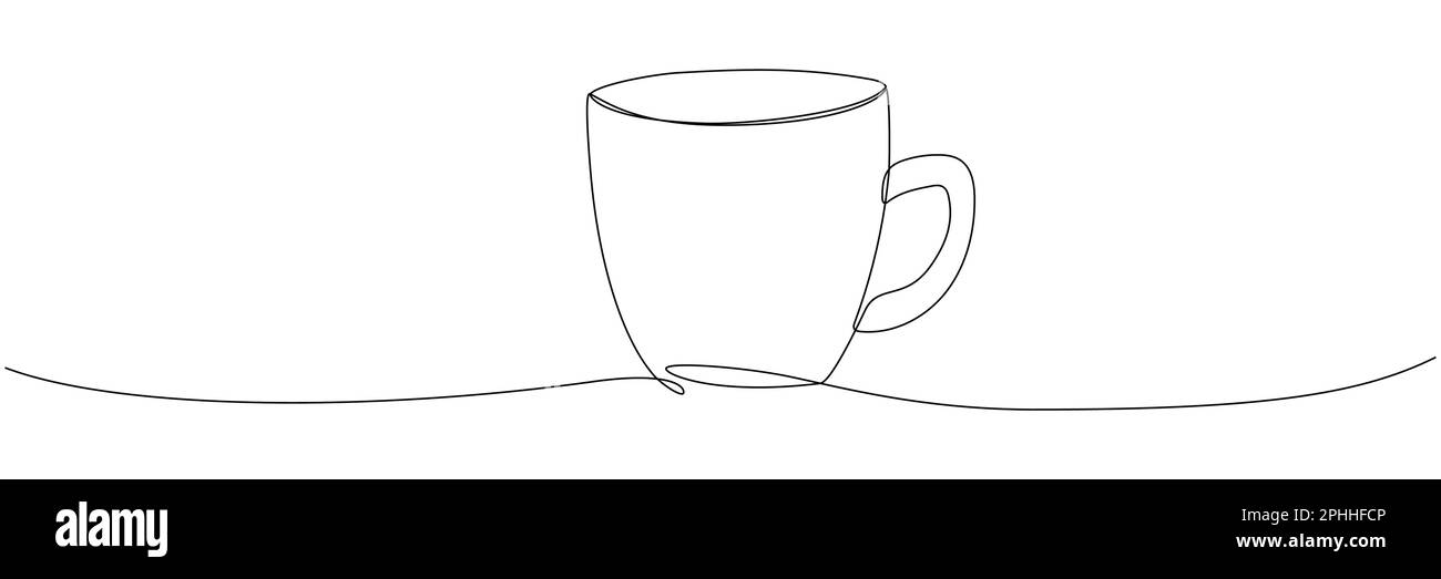 Cup continuous line drawing. Coffee or tea cup one line art. Vector ...