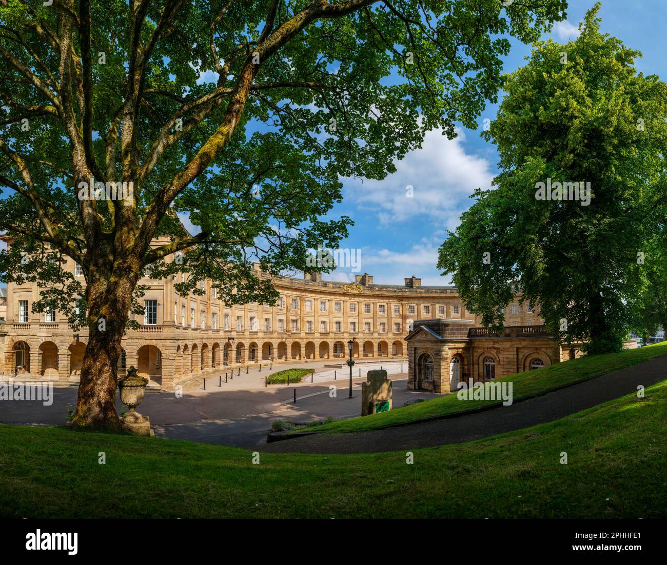 The renovated Buxton Cresent in the Derbyshire spa town on a bright ...
