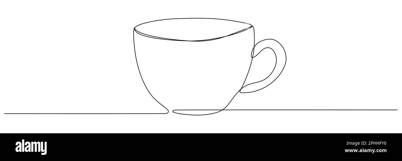 Cup continuous line drawing. Coffee or tea cup one line art. Vector ...