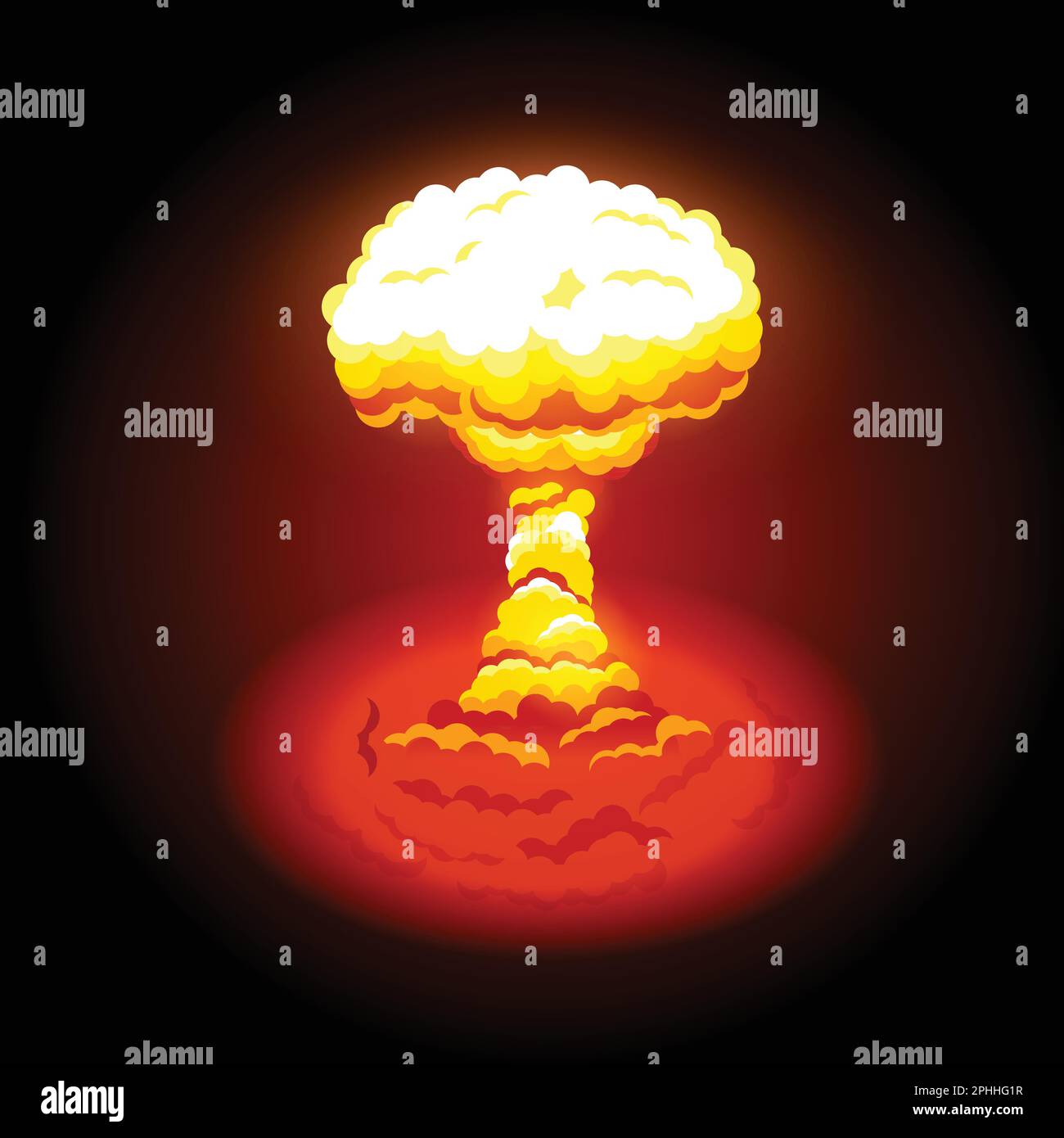 Vector illustration of bright nuclear explosion. Symbol of ...