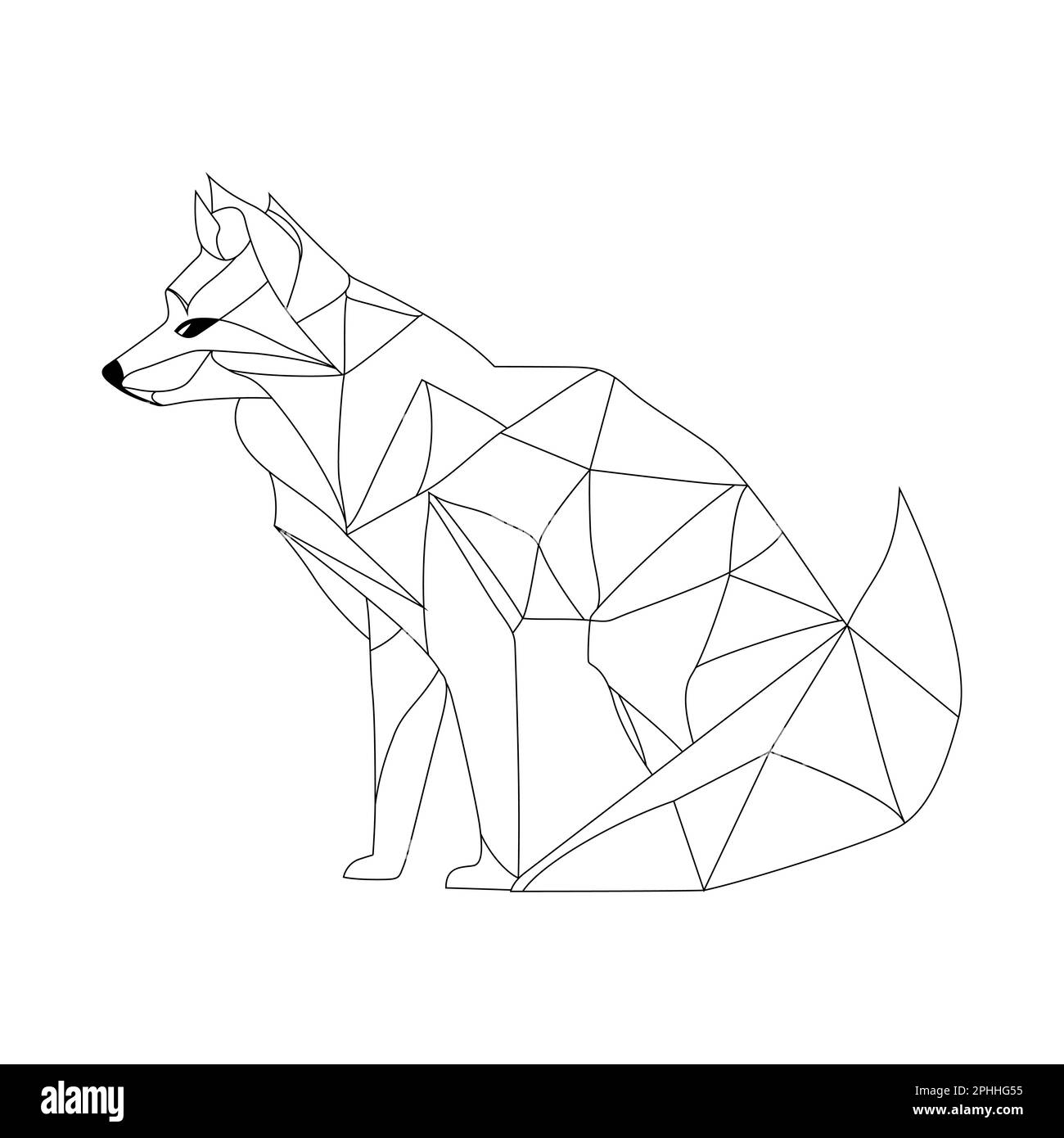 Fox logo design. Abstract black polygonal fox. Calm fox. Vector illustration Stock Vector Image ...