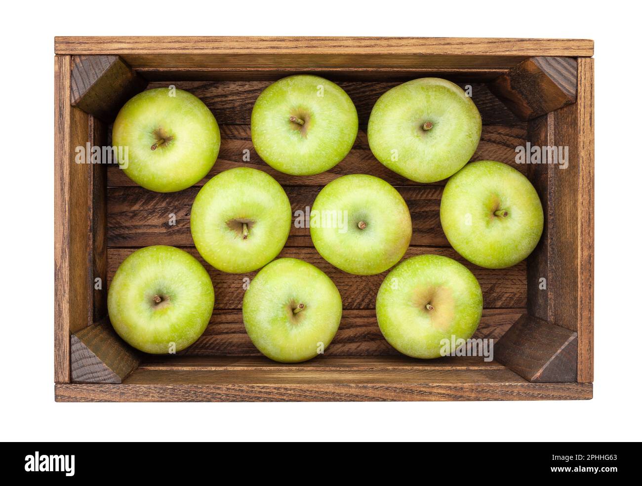 green apples box path isolated on white Stock Photo - Alamy
