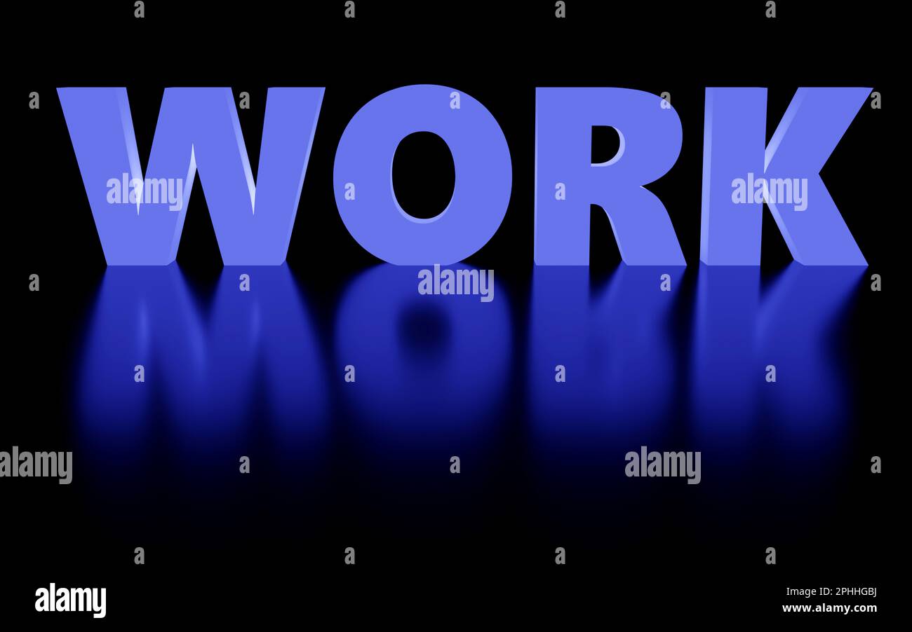 3d render sign work on black background. Simple minimalism concept ...