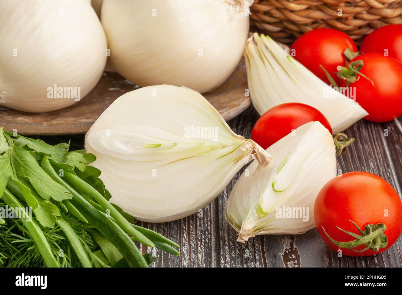 Raw white onions on hi-res stock photography and images - Alamy