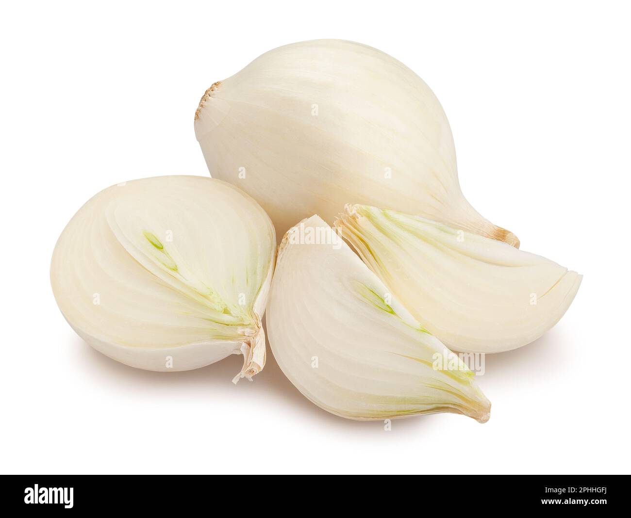 sliced white onions path isolated on white Stock Photo - Alamy