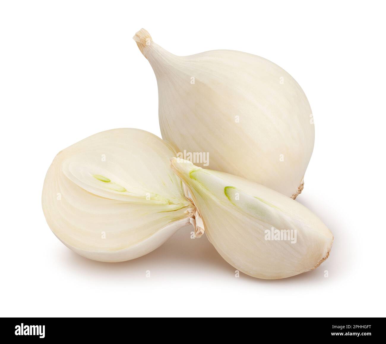 sliced white onions path isolated on white Stock Photo - Alamy