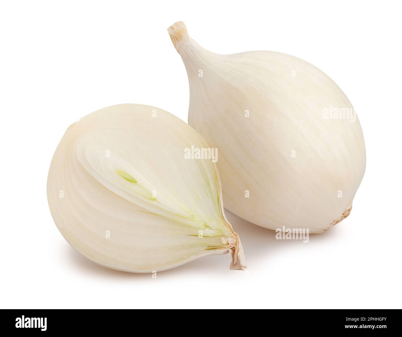 sliced white onions path isolated on white Stock Photo - Alamy