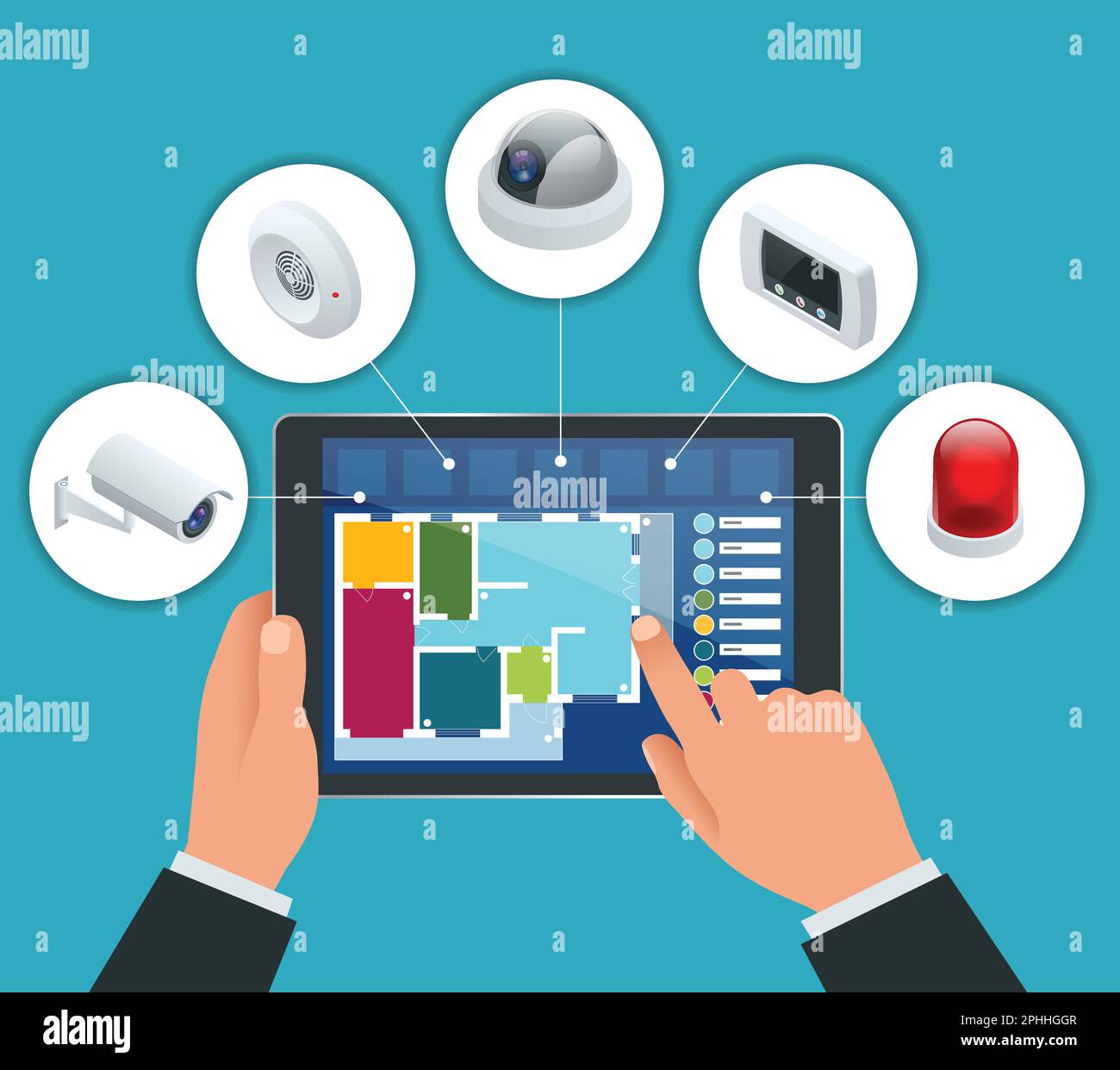 Isometric alarm system home. Home security. Security alarm keypad with ...