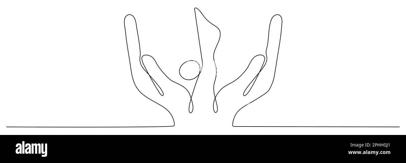 Hand holds music note continuous one line drawing. Vector isolated on ...