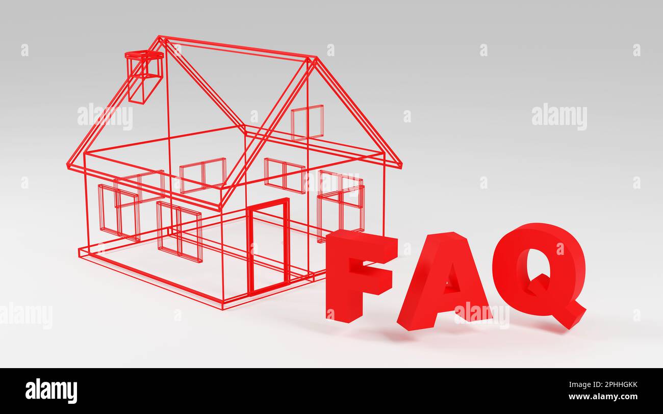 3d render illustration of FAQ letter on red block cubes on light ...