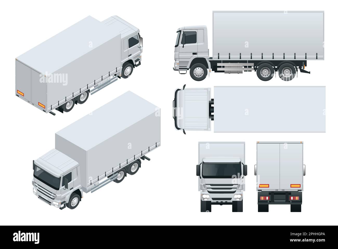 Truck delivery, lorry mock-up isolated template on white background ...