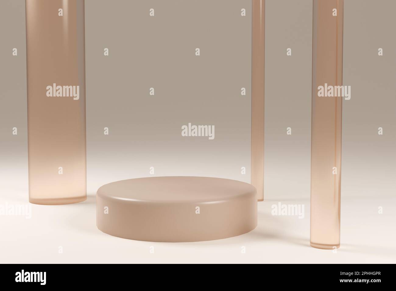 Abstract minimal scene with geometrical forms. Column podiums in light ...