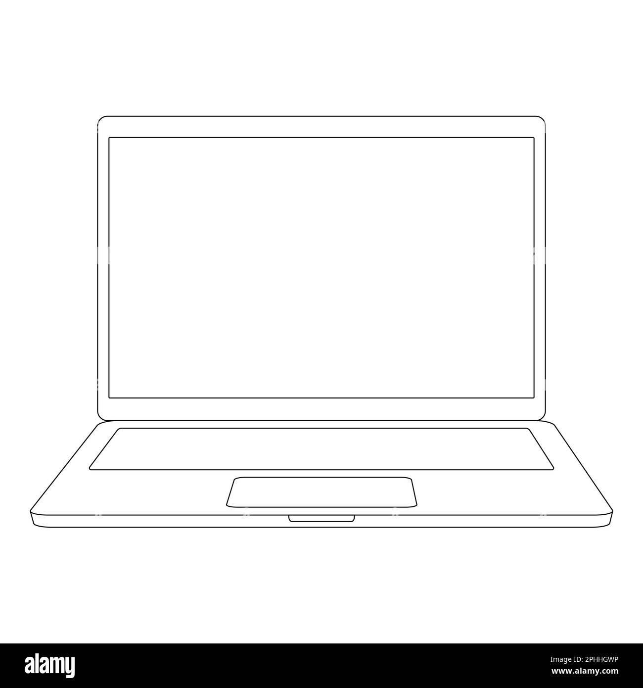 Laptop line contour icon. Open computer linear gadget. Vector ...