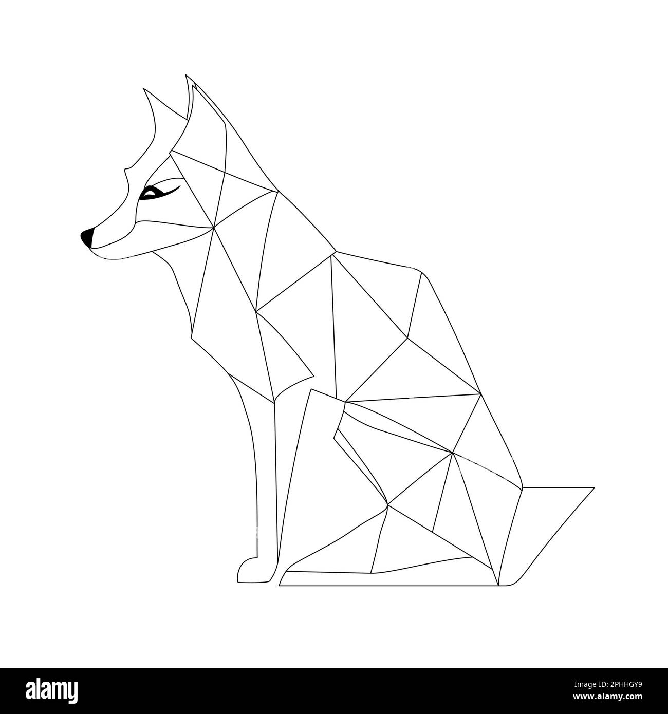 Fox logo design. Abstract black polygonal fox. Calm fox. Vector illustration Stock Vector Image ...