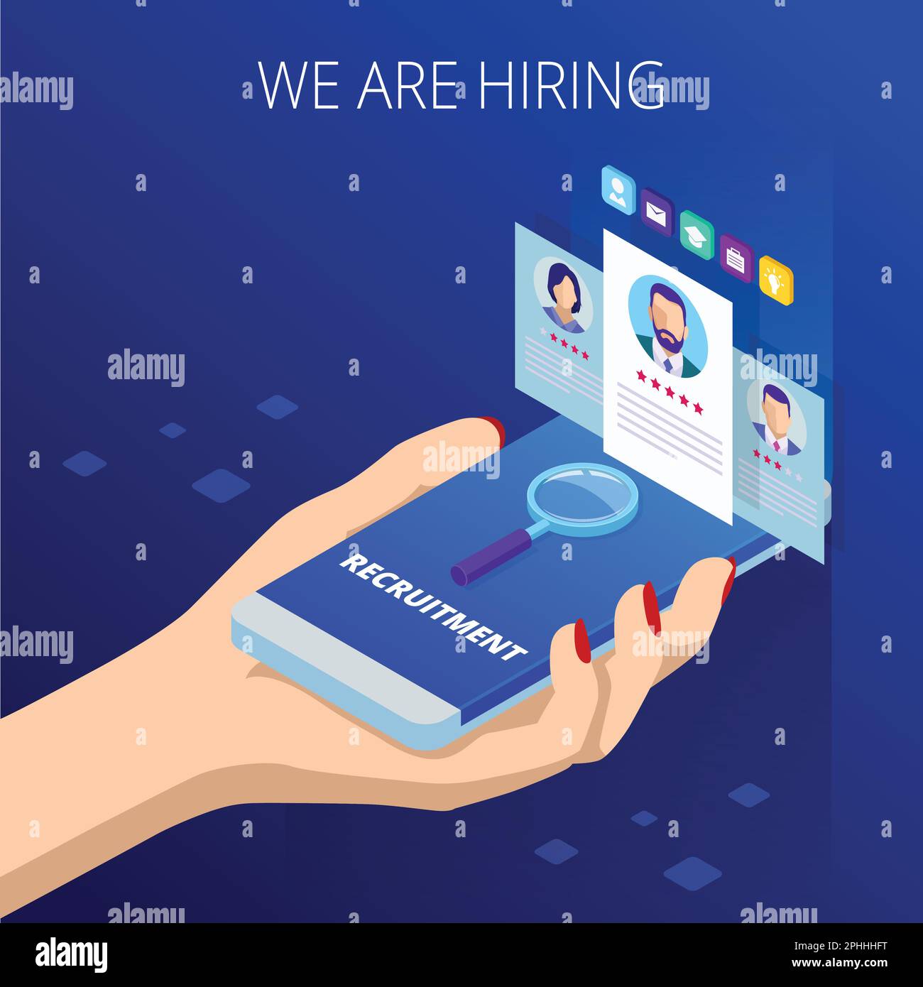 Isometric online job search and human resource, recruitment concept. We ...