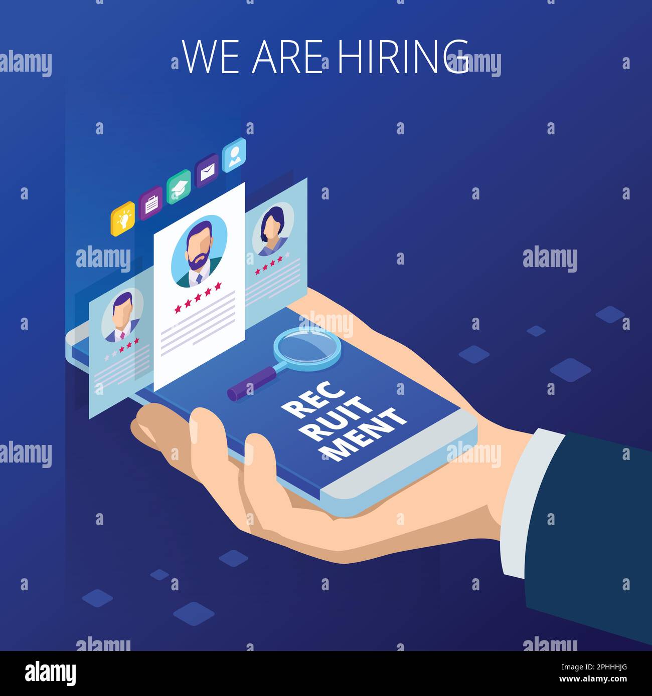 Isometric online job search and human resource, recruitment concept. We ...