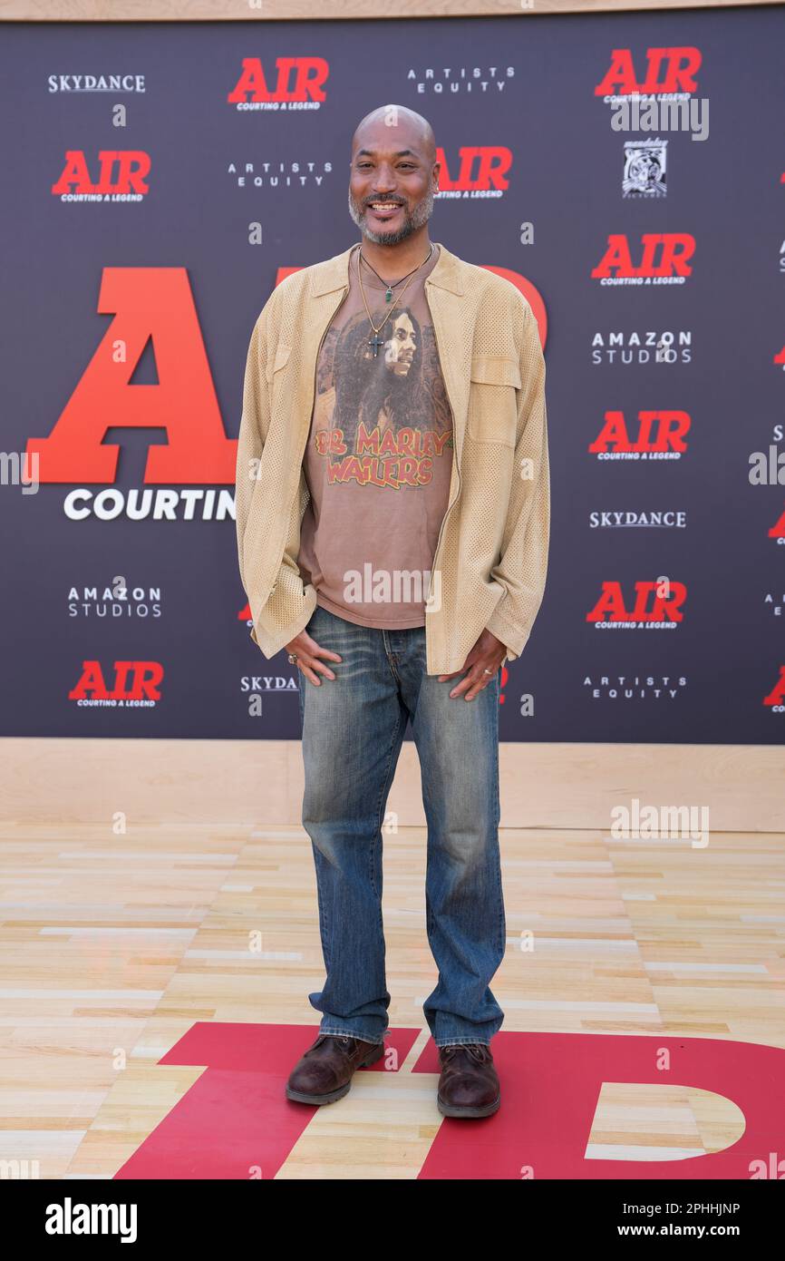 Ed O'Bannon arrives at the world premiere of "Air" on Monday, March 27 ...