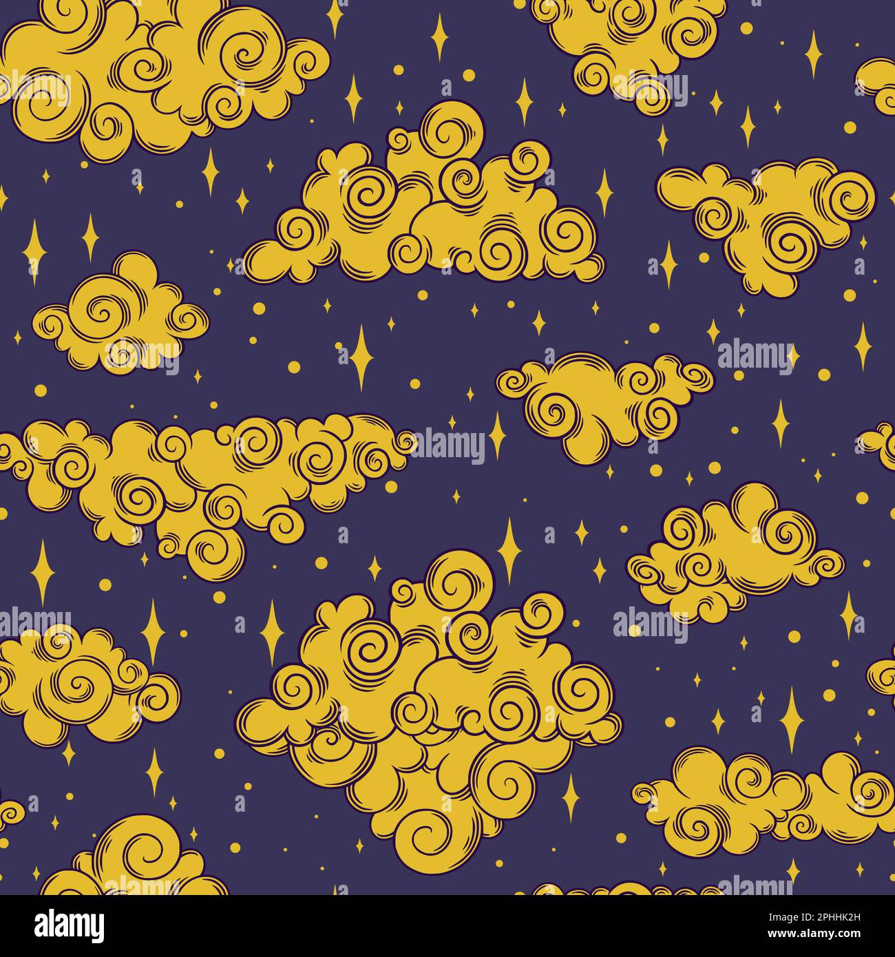 Tarot seamless pattern with stars and clouds. Tarot aesthetic tile ...