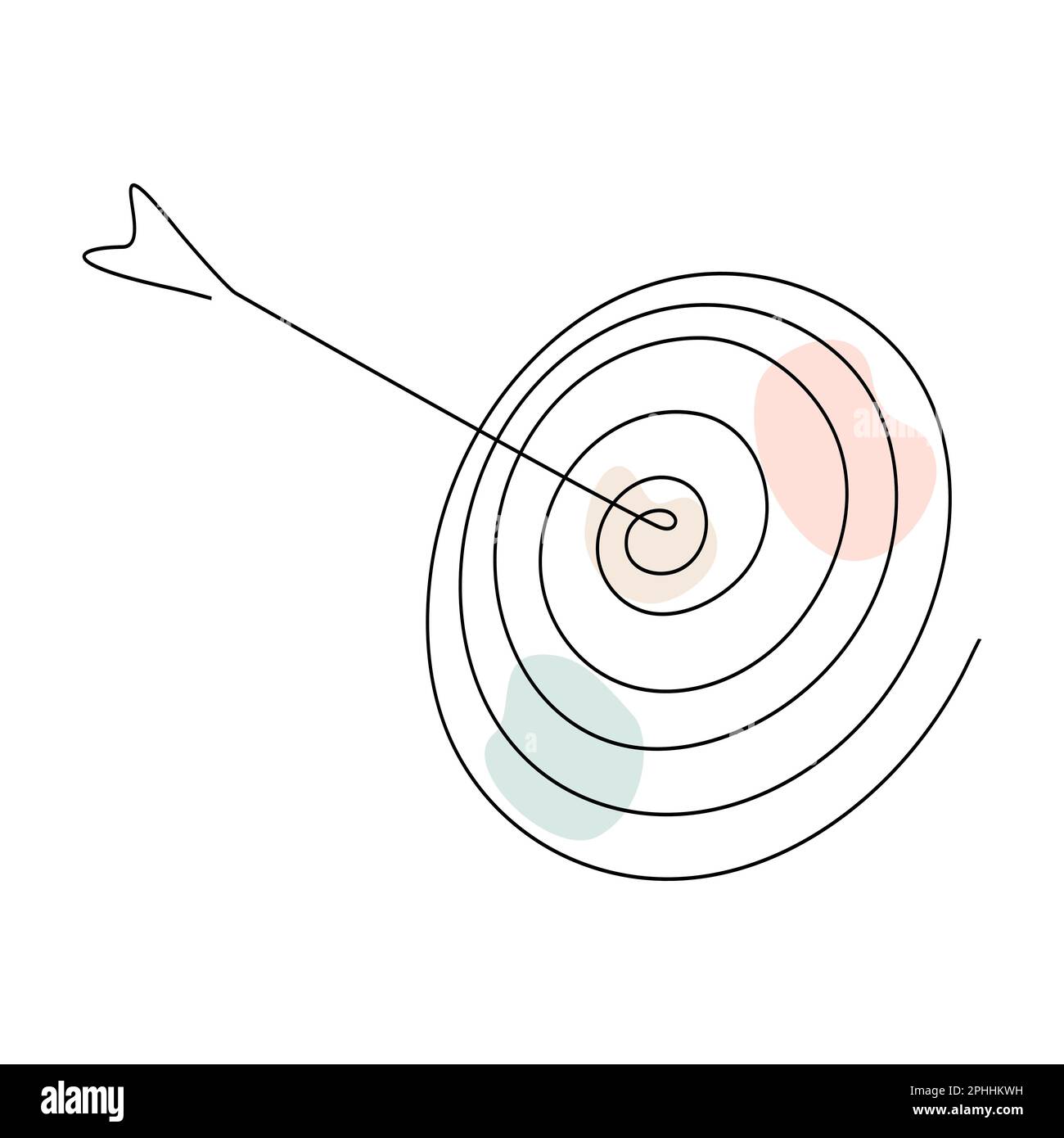 Target with arrow continuous line drawing. Hand drawn linear goal ...