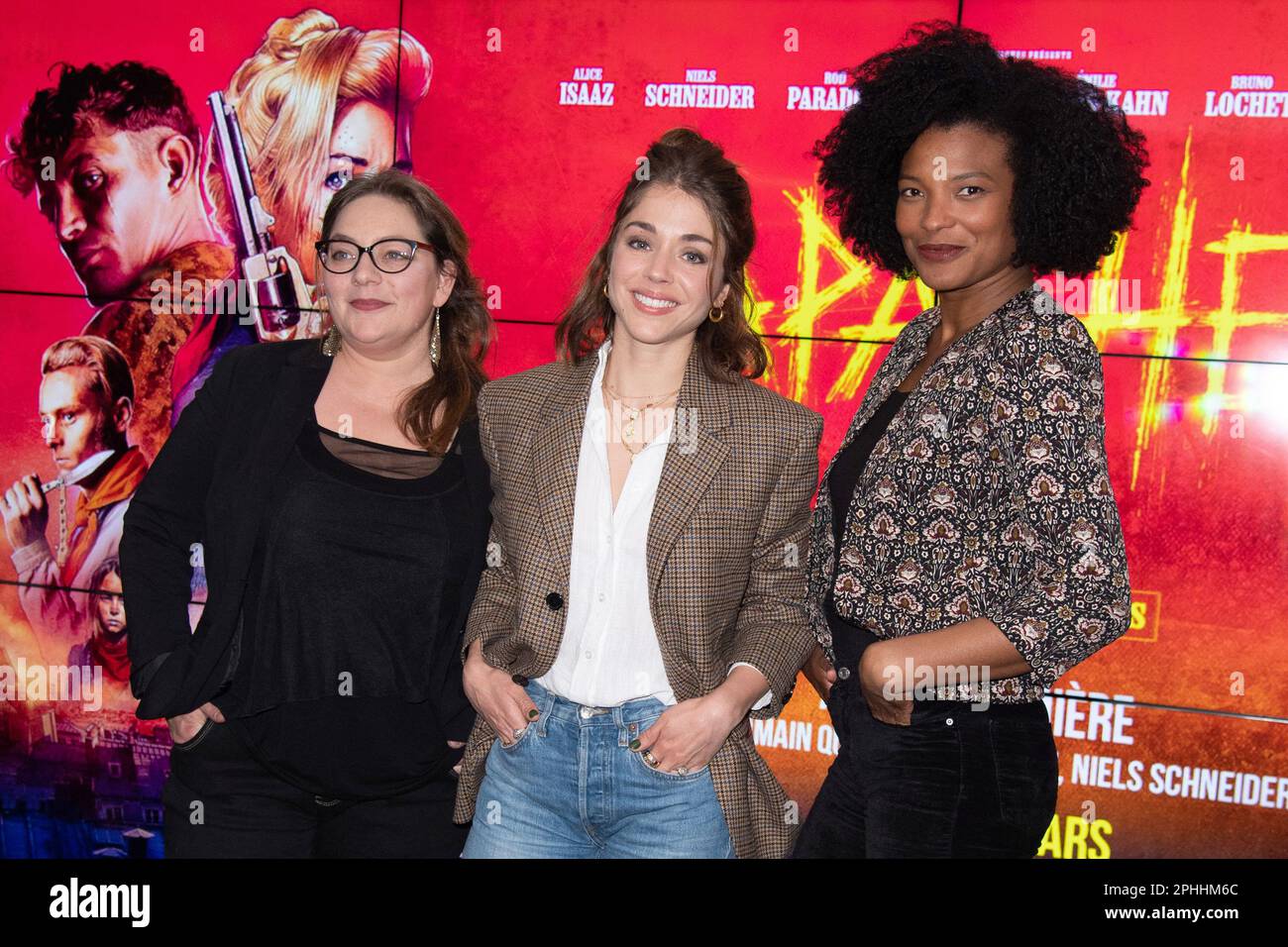 Paris, France. 28th Mar, 2023. Emilie Gavois-Kahn, Alice Isaaz and ...