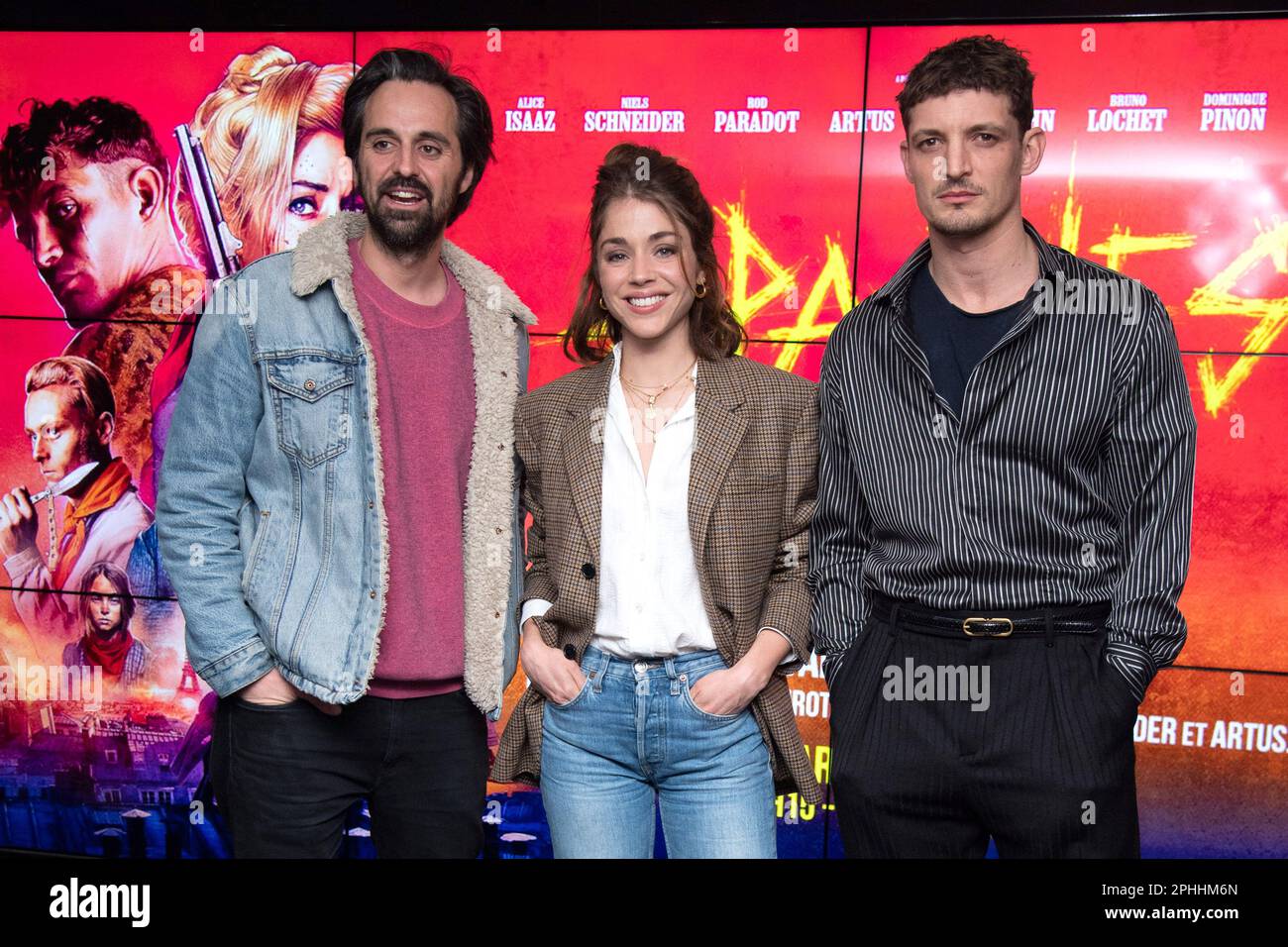 Paris, France. 28th Mar, 2023. Romain Quirot, Alice Isaaz and Niels ...