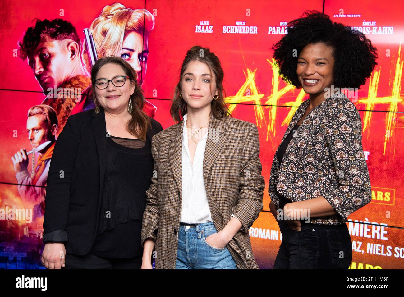 Paris, France. 28th Mar, 2023. Emilie Gavois-Kahn, Alice Isaaz and ...