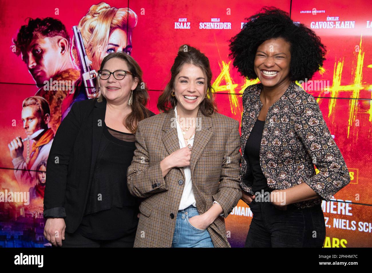 Paris, France. 28th Mar, 2023. Emilie Gavois-Kahn, Alice Isaaz and ...