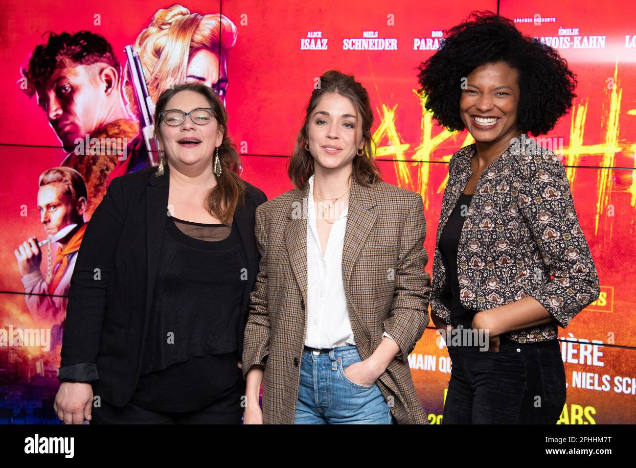 Paris, France. 28th Mar, 2023. Emilie Gavois-Kahn, Alice Isaaz and ...