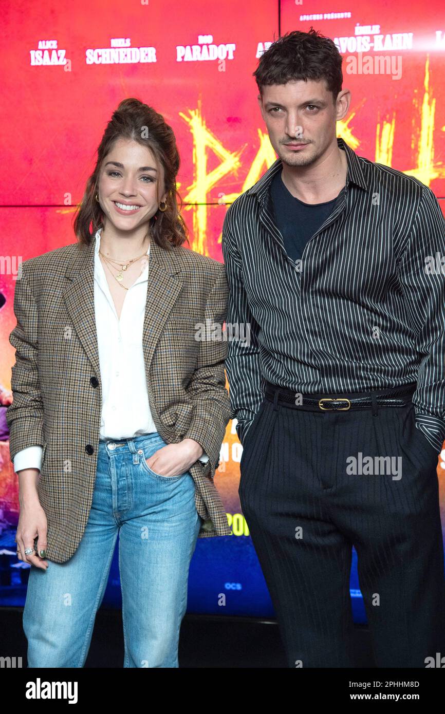 Paris, France. 28th Mar, 2023. Alice Isaaz and Niels Schneider ...