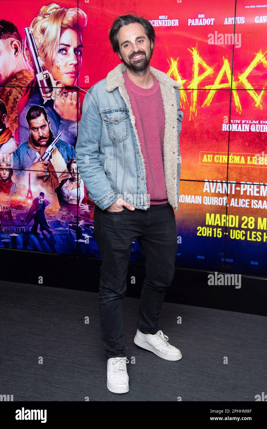 Paris, France. 28th Mar, 2023. Romain Quirot attending the Apaches Premiere at the UGC Cine Cite ...