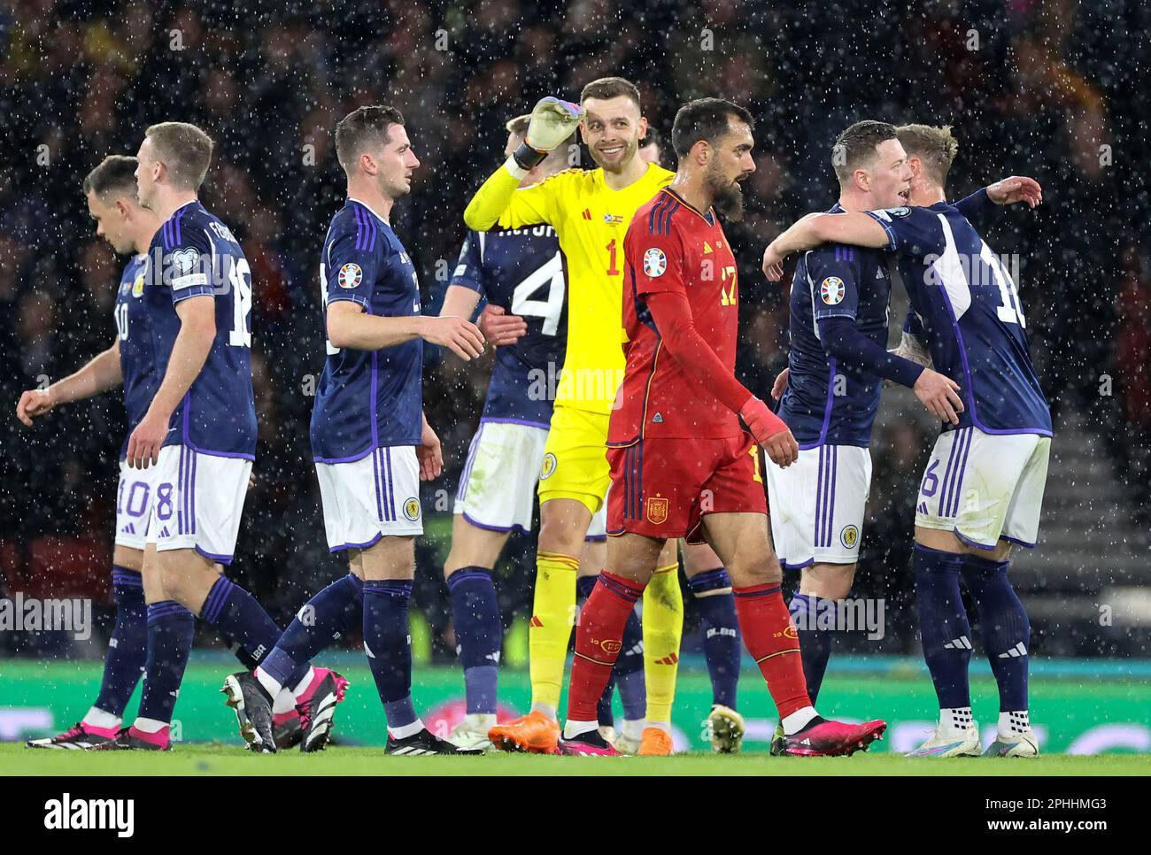 Scotland goalkeeper Angus Gunn celebrates following the UEFA Euro 2024 ...